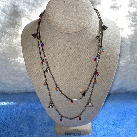 vintage Dangle | Jewelry | Vintage Silver Beaded Necklace With Silver ...